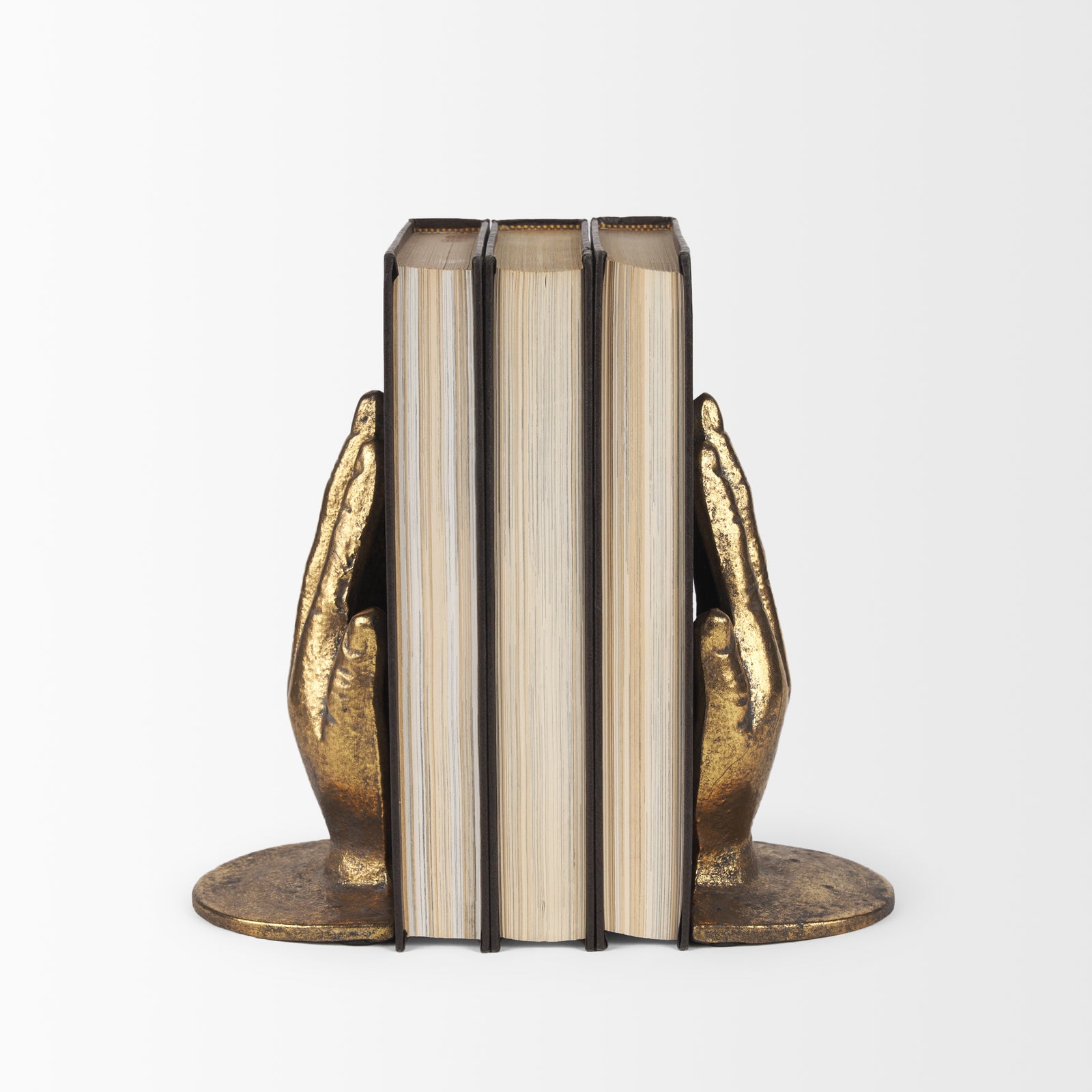 Praying Hands Gold Cast Iron Book Ends