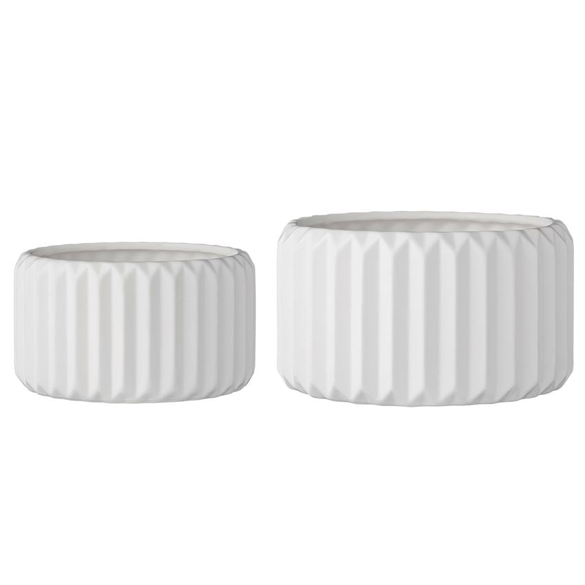 White Fluted Flower Pot